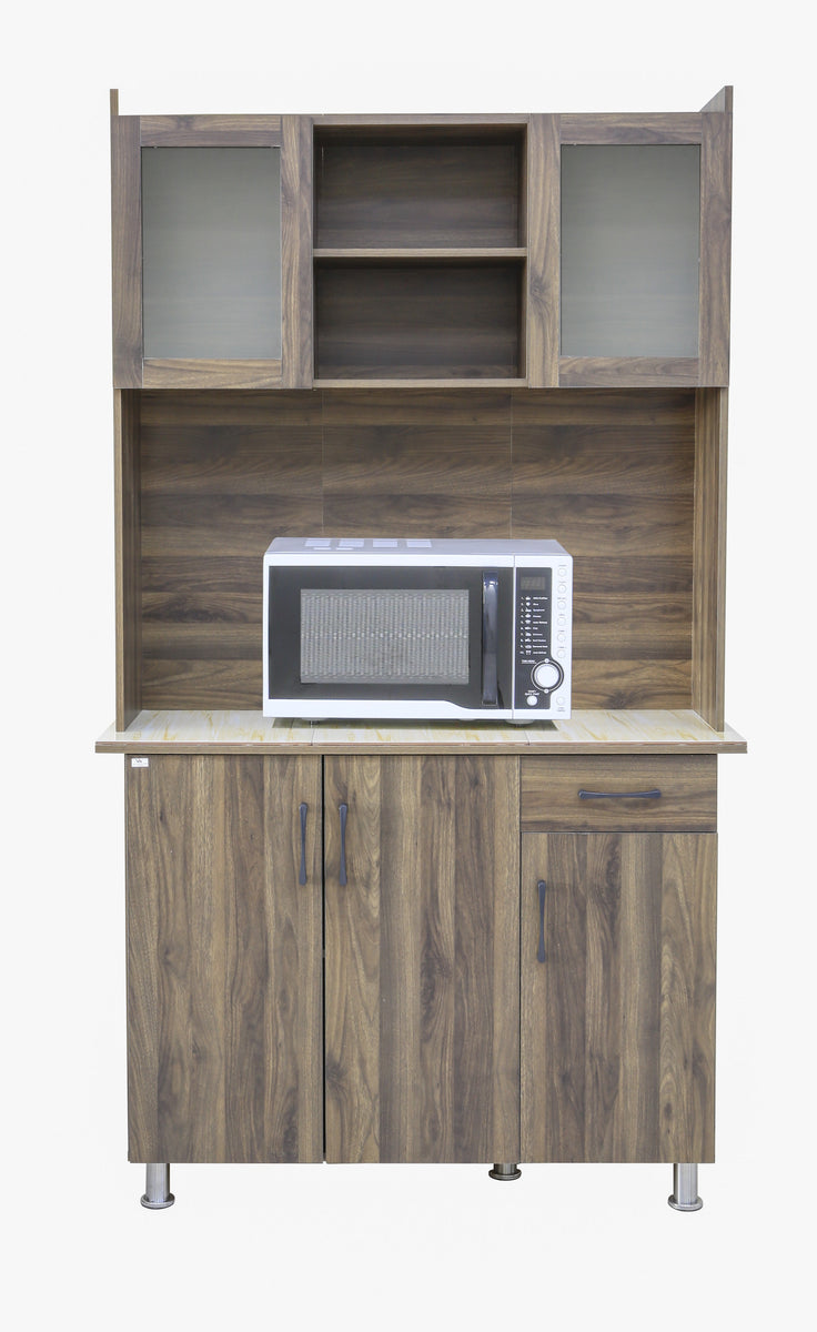 AFT-MAX 3 DOOR KITCHEN CABINET, WITH WALL STORAGE UNIT, COLOMBIA WALNU ...